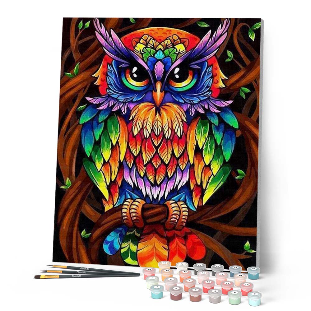 Paint by numbers - Colorful Owl – Figured'Art