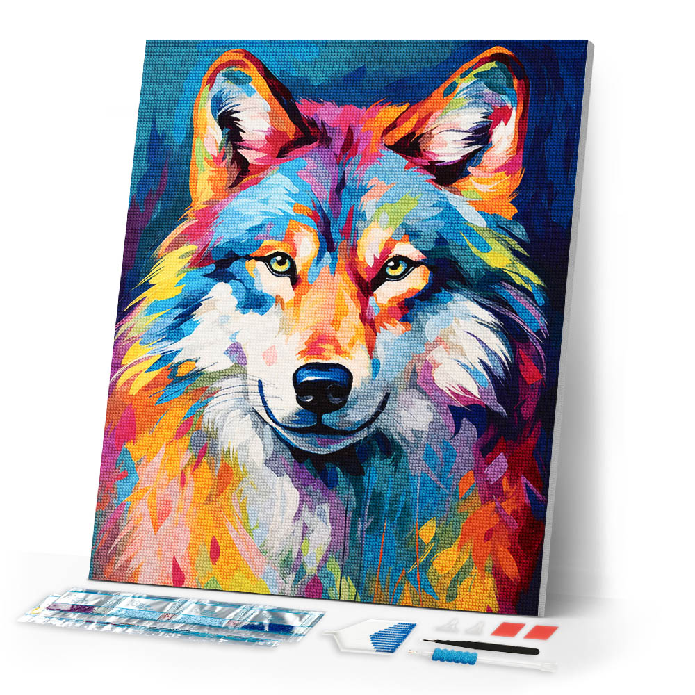 Diamond Painting - Colorful Abstract Wolf – Figured'Art