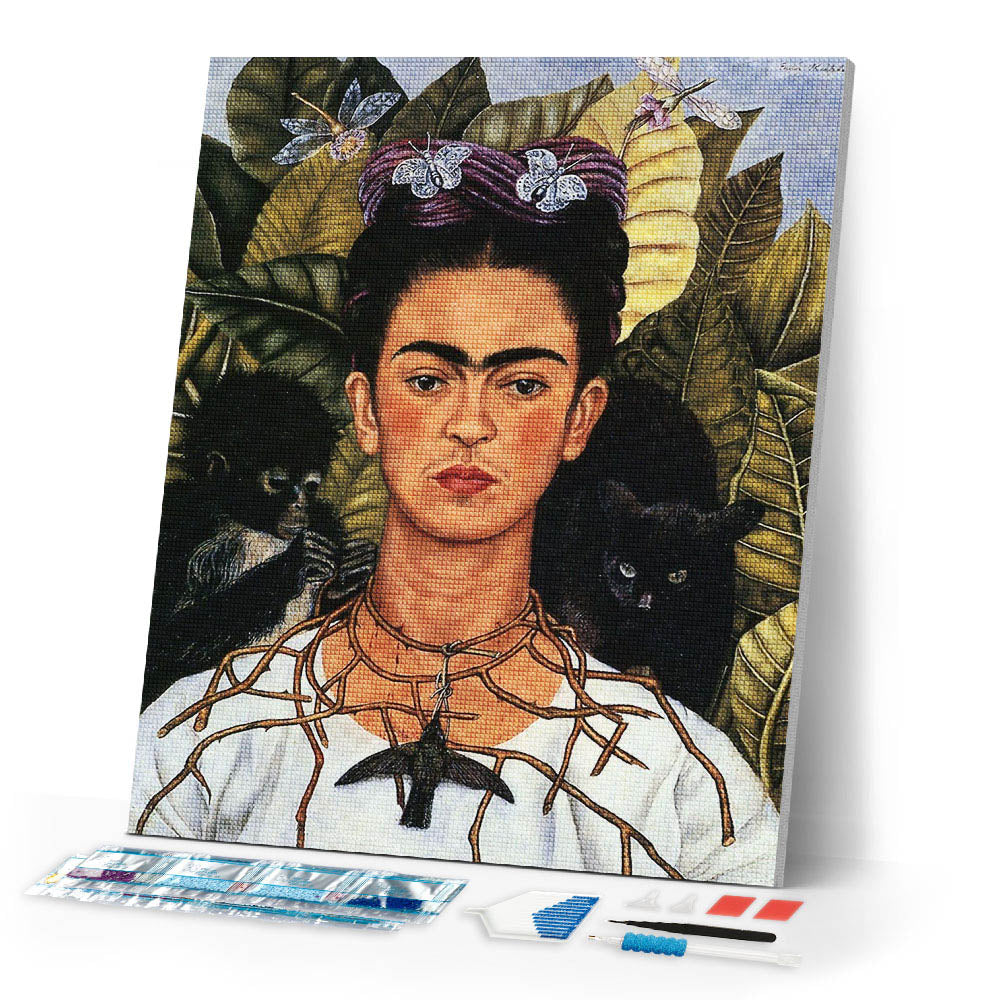 Diamond Painting - Frida - Self Portrait with Thorn Necklace and Hummi ...