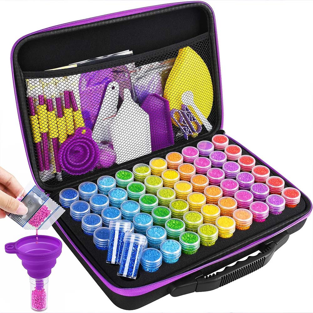 Diamond Painting Storage Case Purple with 60 Compartments + Accessorie ...