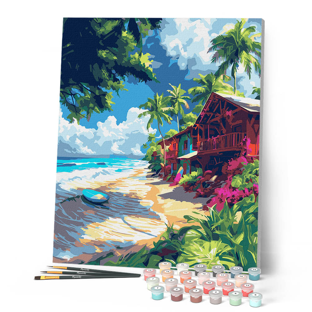 Paint by Numbers for adults - Surfing village – Figured'Art