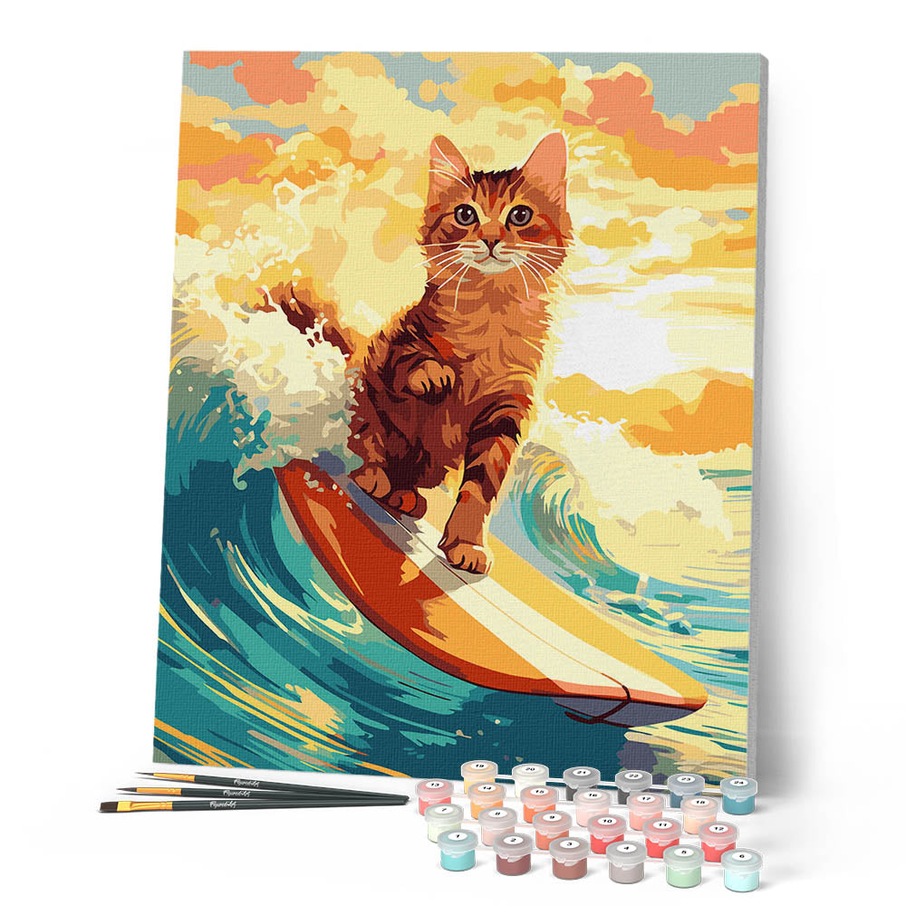 Paint by Numbers for adults - Surfing Cat – Figured'Art
