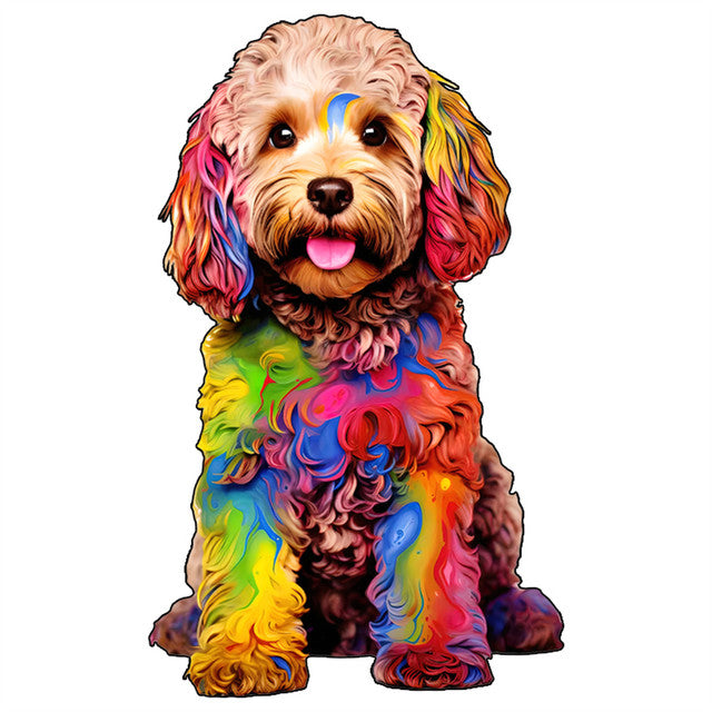 Wooden Puzzle - Colorful Goldendoodle – Figured'Art
