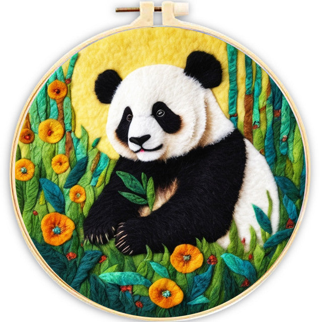 Needle Felting kit - Panda in a Sunflower Field – Figured'Art