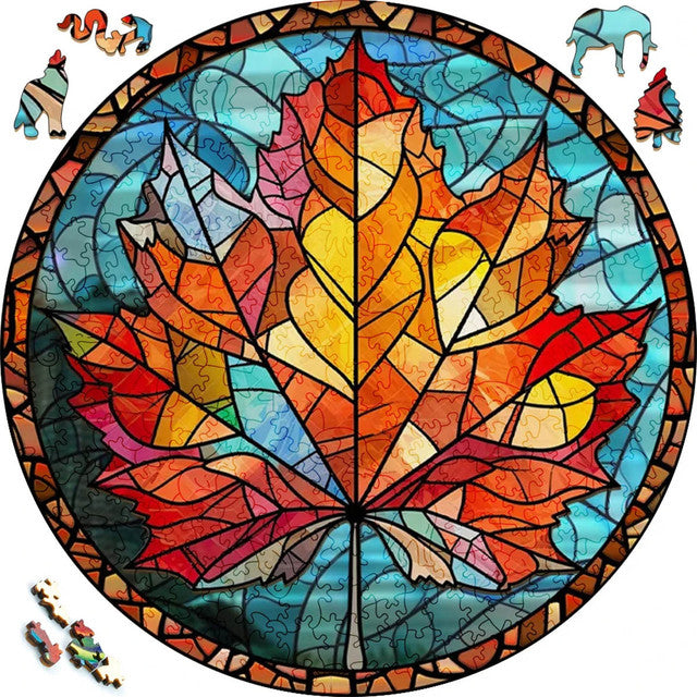 Wooden Puzzle - Mosaic Maple Leaf – Figured'Art
