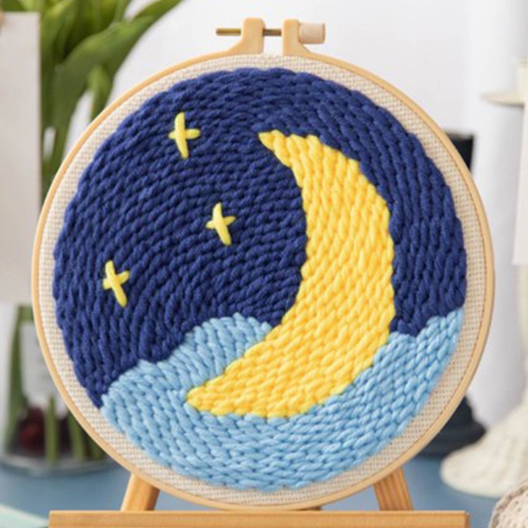 Punch Needle Kit - Crescent Moon in a Blue Night – Figured'Art