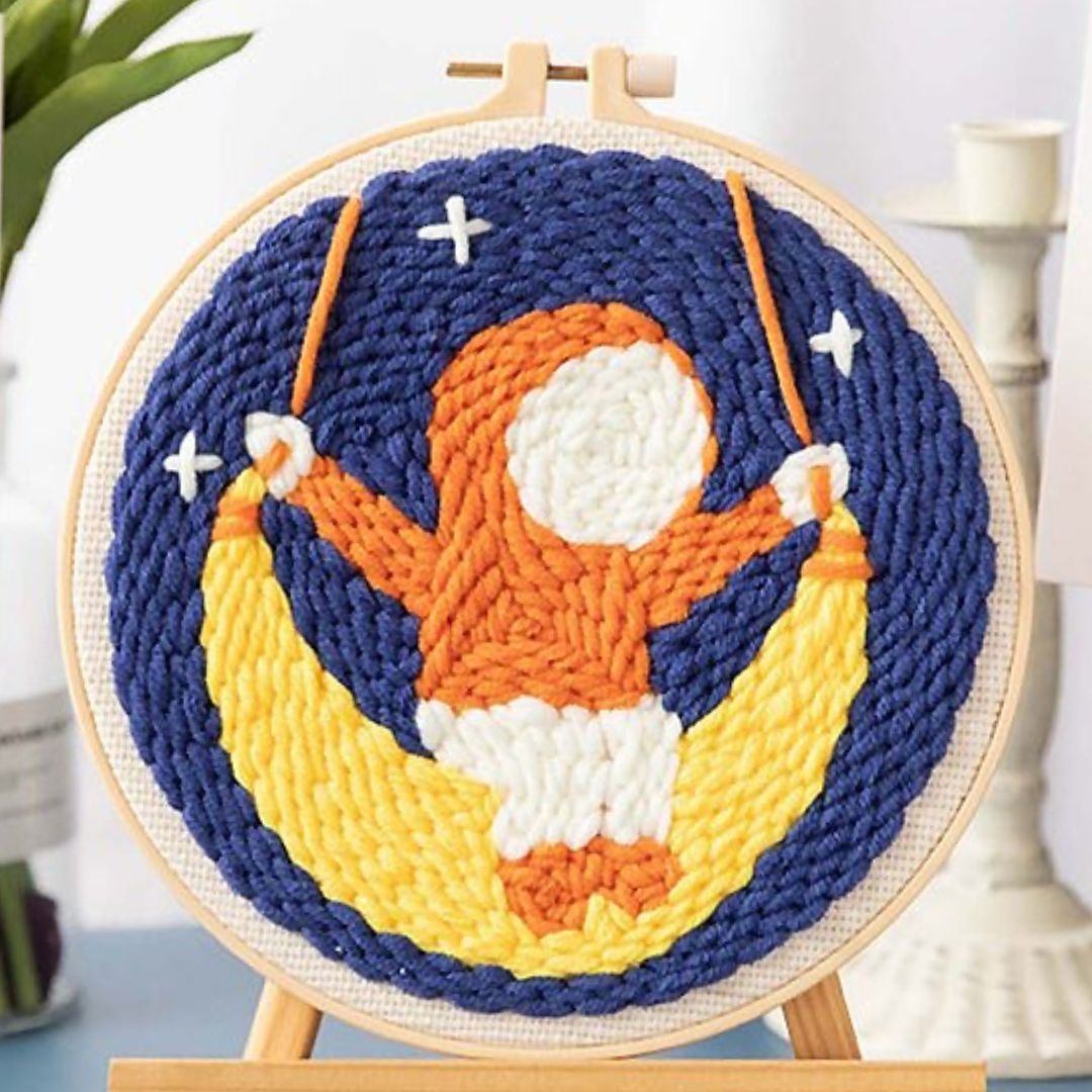 Punch Needle Kit - Swinging on a Crescent Moon – Figured'Art