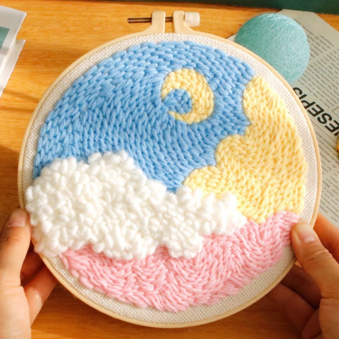 Punch Needle Kit - Crescent Moon in a Cloudy Sky – Figured'Art