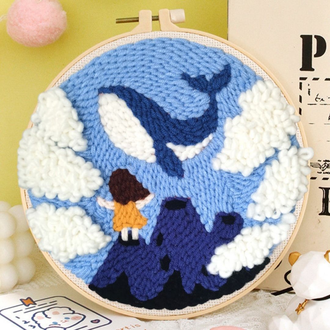 Punch Needle Kit - Little Girl and a Whale in the Sky – Figured'Art